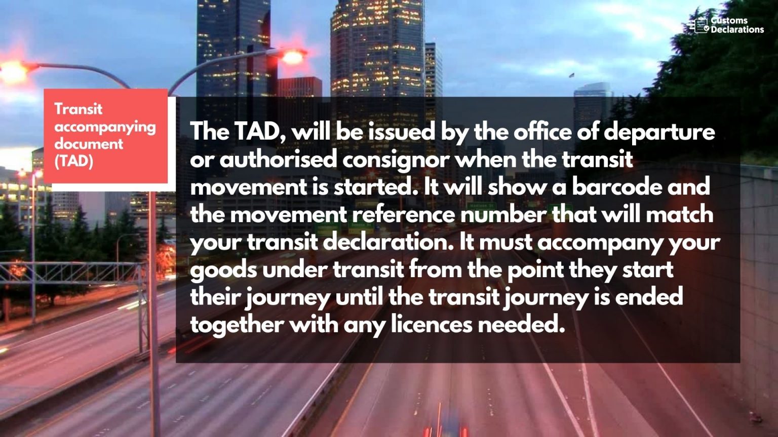 Transit Accompanying Document (TAD) | CUSTOMS ACRONYMS & GLOSSARY ...