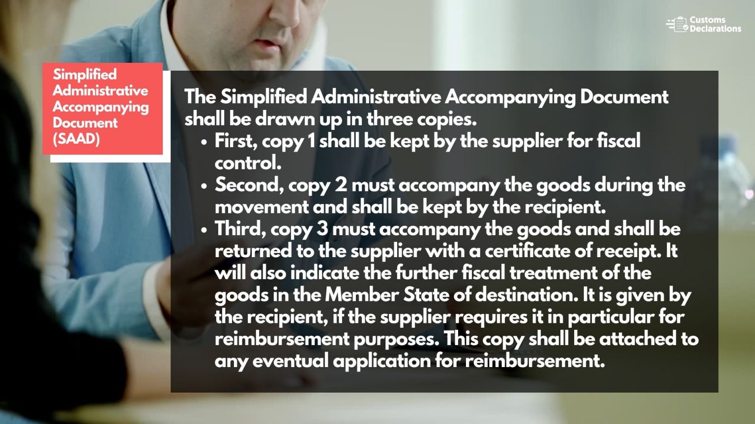 Simplified Administrative Accompanying Document (SAAD) | CUSTOMS ...