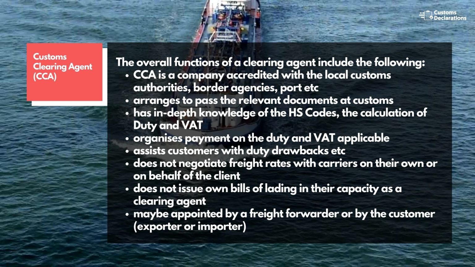 Customs Clearing Agent (CCA) | CUSTOMS ACRONYMS & GLOSSARY | Customs ...
