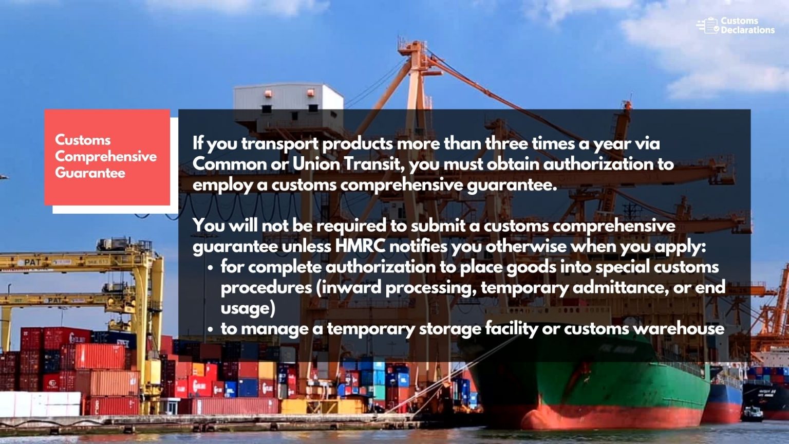 Customs Comprehensive Guarantee (CCG) | CUSTOMS ACRONYMS & GLOSSARY ...