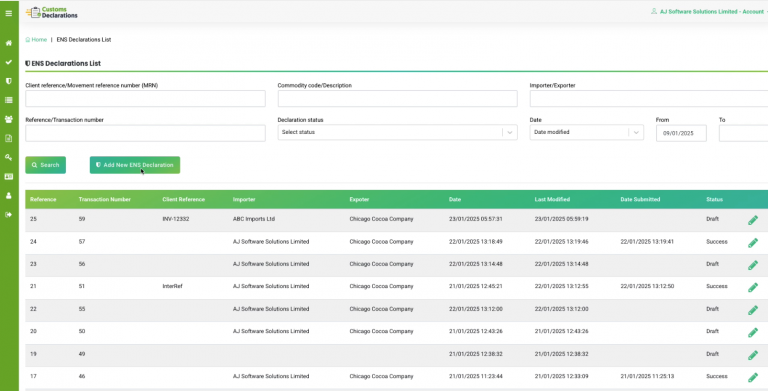 Submitting Safety and Security Declarations (ENS) on Customs ...
